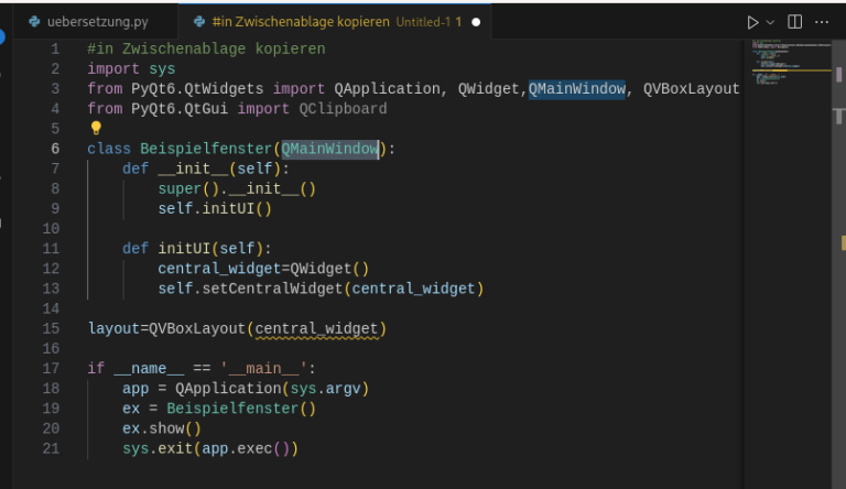 PyQT Text in die Zwischenablage – Programmieren lernen