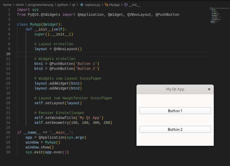 PyQT Button erstellen – Programmieren lernen