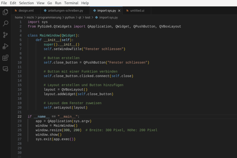 PySide mit Qt und Python – Programmieren lernen