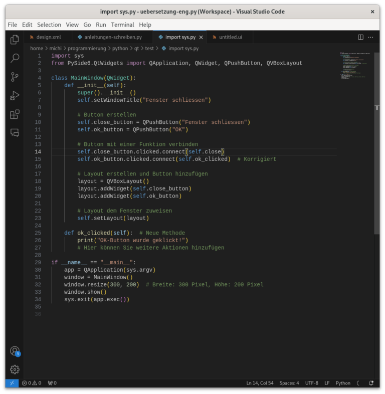 PySide mit Qt und Python – Programmieren lernen