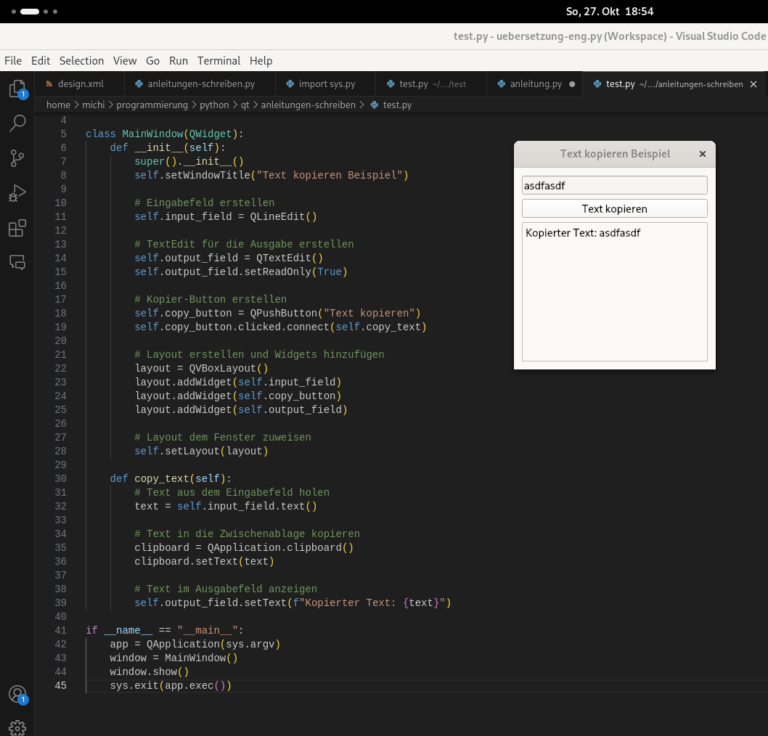 PySide mit Qt und Python – Programmieren lernen