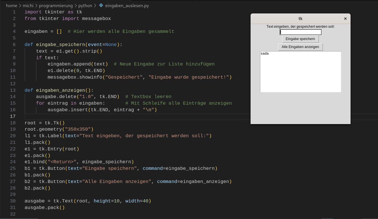 Python Daten speichern – Programmieren lernen